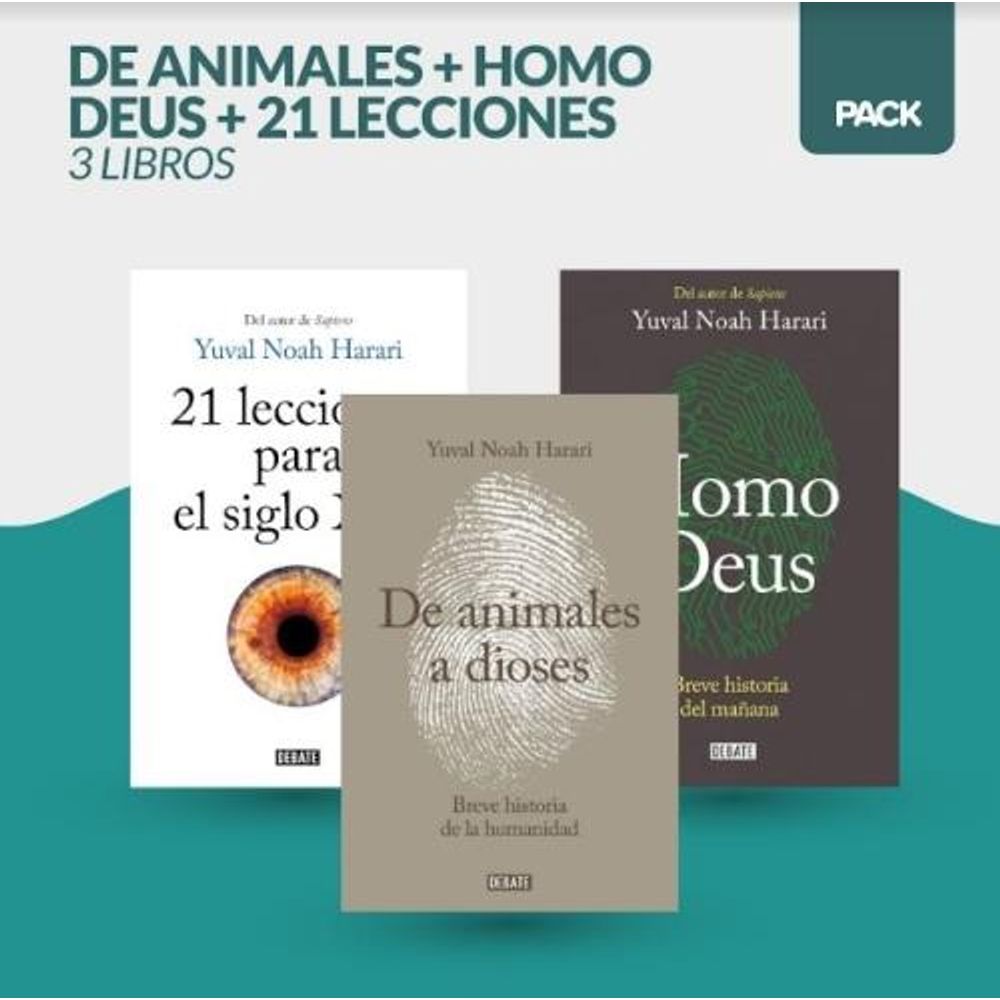 PACK HARARI DE ANIMALES + HOMO DEUS + LECCIONES 3 LIBROS - SBS Librerias