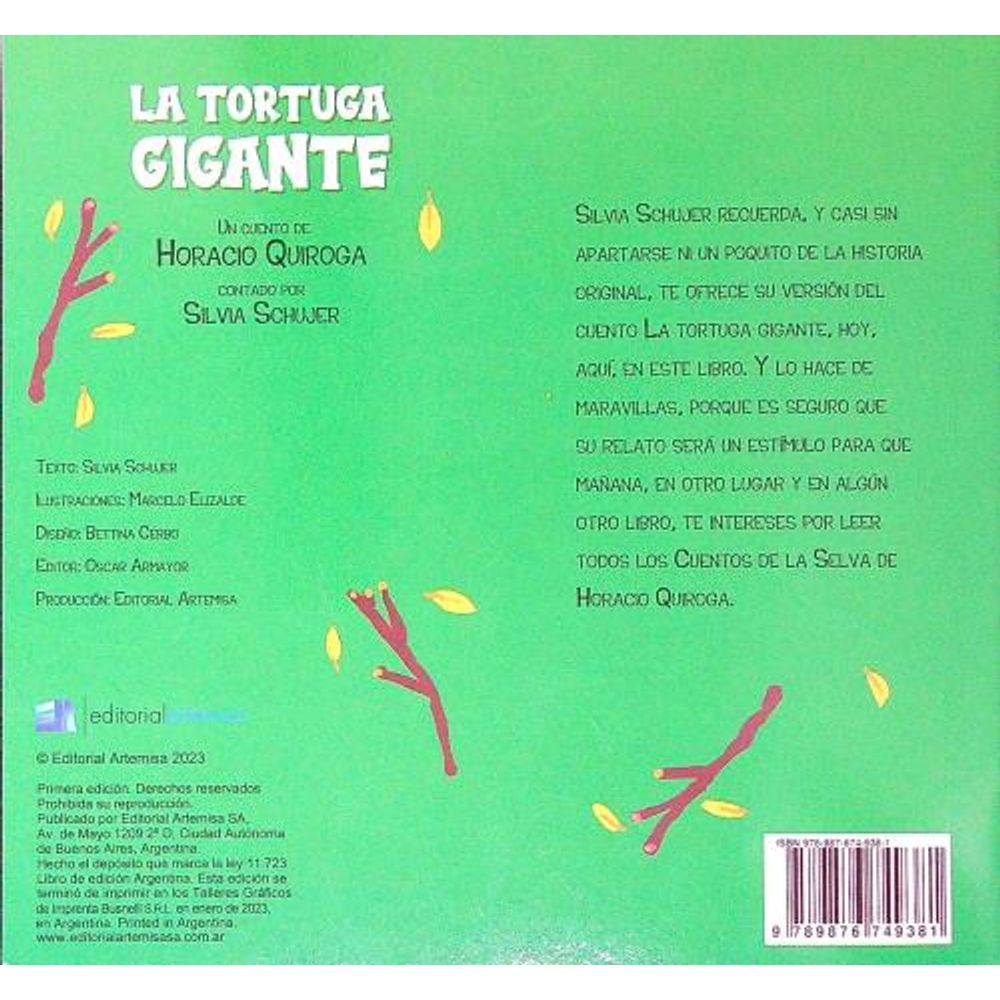 LA TORTUGA GIGANTE - HORACIO QUIROGA - SBS Librerias
