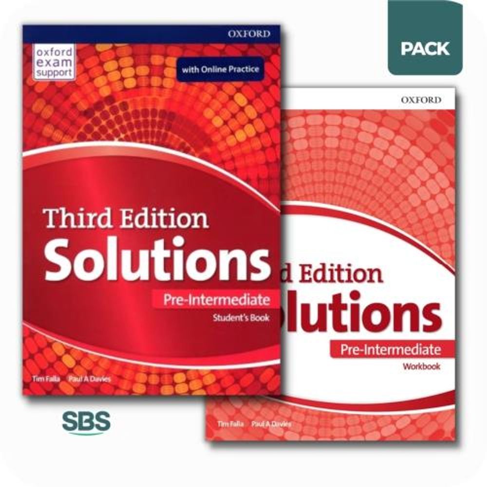 SOLUTIONS 3/ED PRE-INTERMEDIATE - STUDENT'S BOOK + WORKBOOK - SBS Librerias