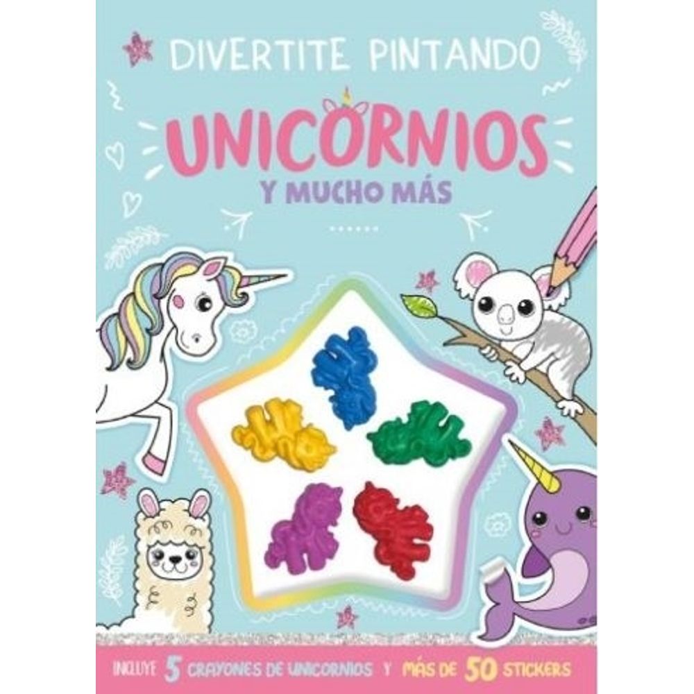 DIVERTITE PINTANDO UNICORNIOS - LIBRO + CRAYONES CON FORMA D - SBS ...