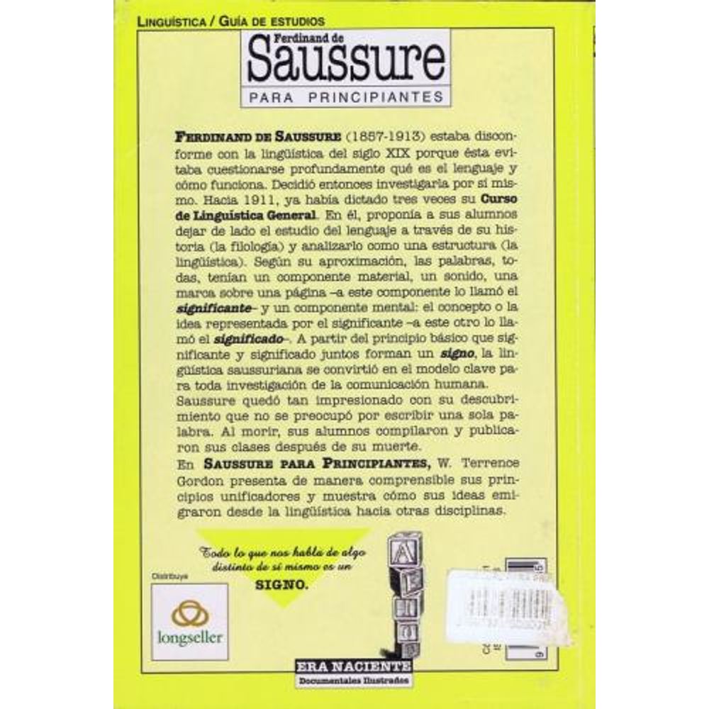 SAUSSURE PARA PRINCIPIANTES - W. TERRENCE GORDON - SBS Librerias
