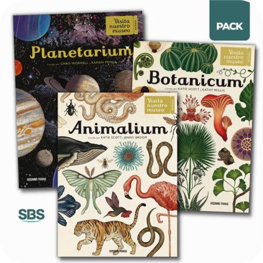 ANIMALIUM + BOTANICUM + PLANETARIUM - 3 LIBROS - SBS Librerias