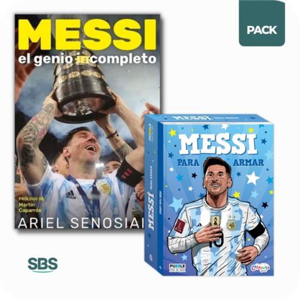 MESSI GENIO COMPLETO + MESSI PARA ARMAR - 2 LIBROS + ROMPEC - SBS Librerias