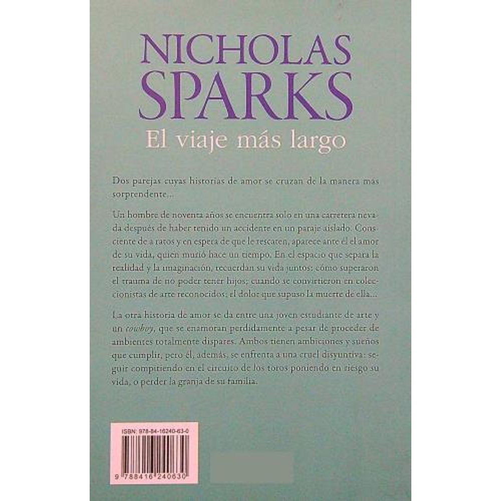 EL VIAJE MAS LARGO - NICHOLAS SPARKS - SBS Librerias
