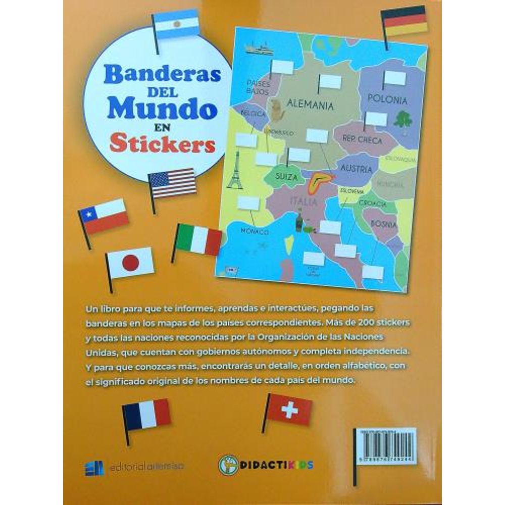 BANDERAS DEL MUNDO EN STICKERS - CON MAS DE 200 STICKERS - SBS Librerias